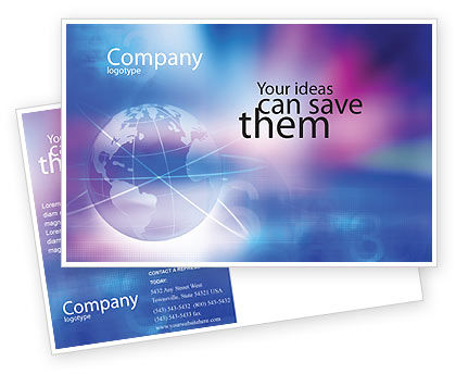 Blue Earth Abstract Postcard Template in Microsoft Word, Adobe InDesign ...