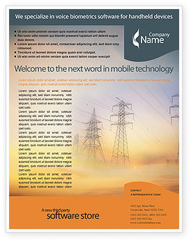 Power Line Flyer Template, Background in Microsoft Word, Publisher and ...