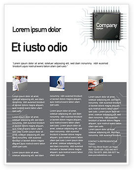 Microchip In Gray Colors Flyer Template, Background in Microsoft Word ...