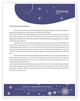 Snowflakes Letterhead Template, Layout for Microsoft Word, Adobe ...