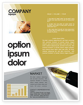 Fountain Pen On The Light Gold Newsletter Template for Microsoft Word ...