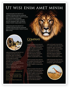 Lion With Red Mane Flyer Template, Background in Microsoft Word ...