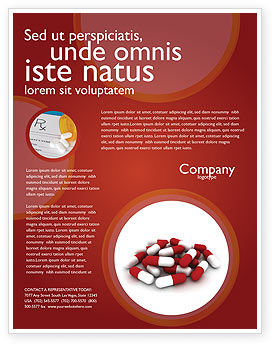 Red White Pills Flyer Template, Background in Microsoft Word, Publisher ...