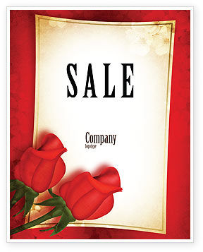 Red Roses Card Flyer Template, Background in Microsoft Word, Publisher ...