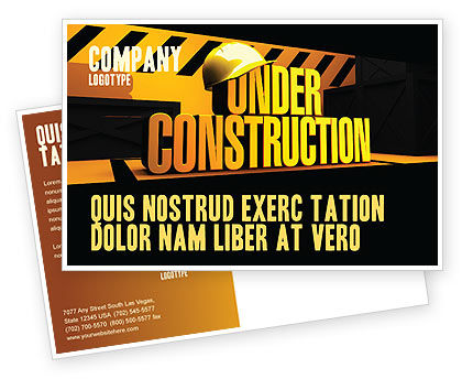 Closed Under Construction Postcard Template in Microsoft Word, Adobe ...