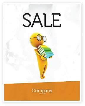 Man With A Stack Of Book Sale Poster Template in Microsoft Word ...