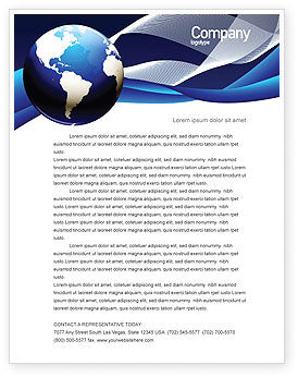 Midnight Blue Globe Letterhead Template, Layout for Microsoft Word ...