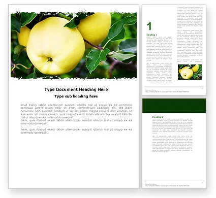 Plantilla de Word - manzana amarilla | 05062 | PoweredTemplate.com