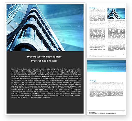 Plantilla de Word - rascacielos de color azul | 05261 | PoweredTemplate.com