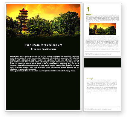 Pagoda Word Template 05428 | PoweredTemplate.com