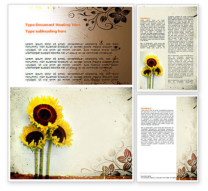 Sunflower Word Templates Design, Download now | PoweredTemplate.com