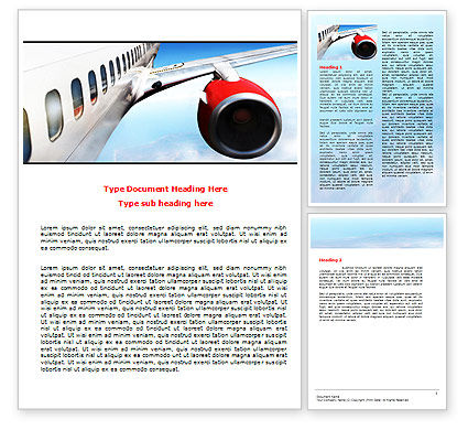 Commercial Airliner In Flight Word Template 06263 | PoweredTemplate.com