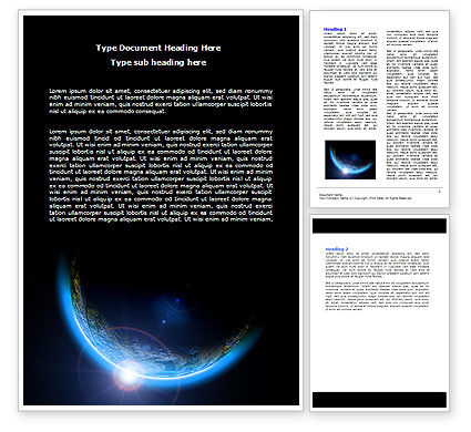 Blue Sunset in Space Word Template 06527 | PoweredTemplate.com