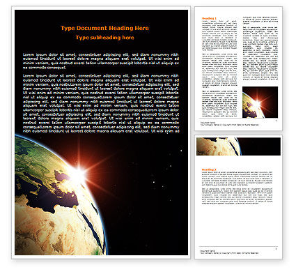 Sunrise in Space Word Template 06729 | PoweredTemplate.com