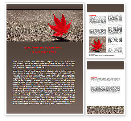 Red Leaf Word Template 06765 | PoweredTemplate.com