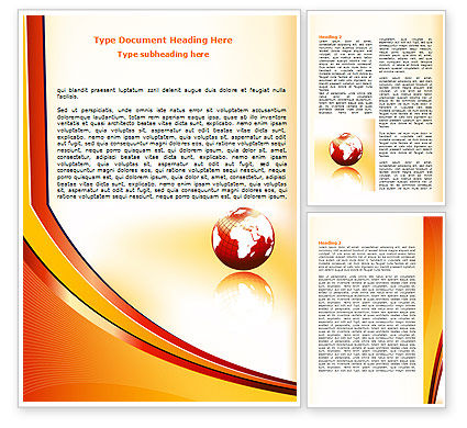 Orange Globe Theme Word Template 07723 | PoweredTemplate.com