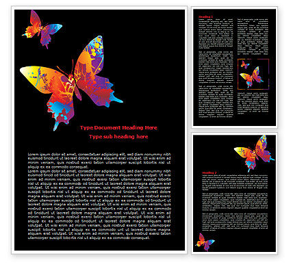Color Butterfly Word Template 08054 | PoweredTemplate.com