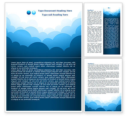 Blue Clouds Word Template 08058 | PoweredTemplate.com