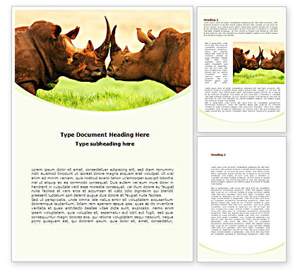 Two Rhinos Word Template 08438 | PoweredTemplate.com