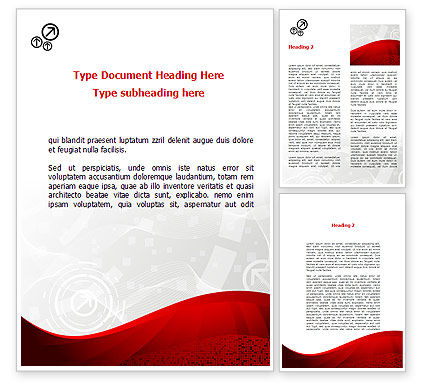 Red Wave Theme Word Template 08923 | PoweredTemplate.com
