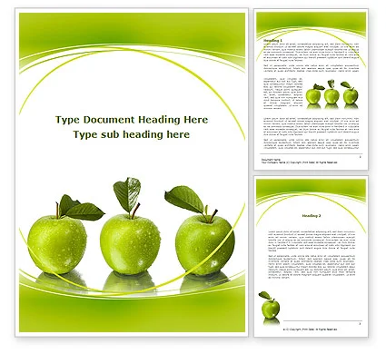 Plantilla de Word - manzanas verdes | 09060 | PoweredTemplate.com