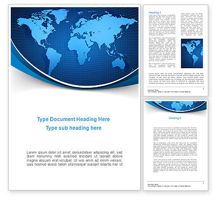 Global Map In Blue Word Template 09373 | PoweredTemplate.com