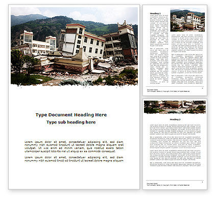 Destroyed Buildings Word Template 09473 | PoweredTemplate.com