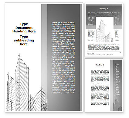 Plantilla de Word - bosquejo de rascacielos | 09705 | PoweredTemplate.com