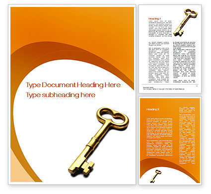 Golden Key Word Template 10012 | PoweredTemplate.com