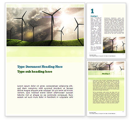 Wind Turbine Word Templates Design, Download now | PoweredTemplate.com