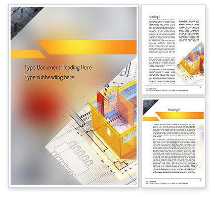 3D House Draft Word Template 11232 | PoweredTemplate.com