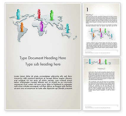 Stickman Standing on World Map Word Template 12566 | PoweredTemplate.com
