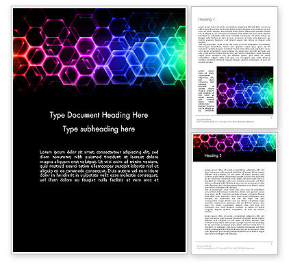 Rainbow Hexagons Word Template 13251 | PoweredTemplate.com
