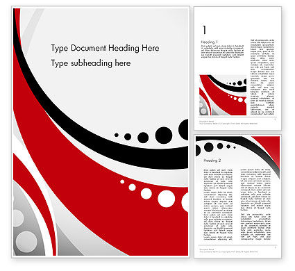 Plantilla de Word - rojo negro onda patrón | 14104 | PoweredTemplate.com
