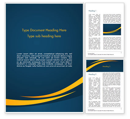 Orange Curves on Blue Background Word Template 15017 | PoweredTemplate.com