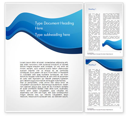 Blue Wavy Line Word Template 15332 | PoweredTemplate.com