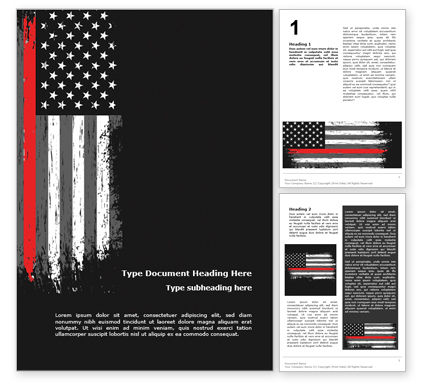 Thin Red Line USA Flag Word Template 15742 | PoweredTemplate.com