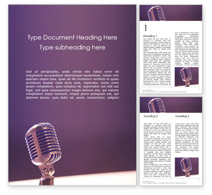 Silver Old Fashioned Stage Microphone Word Template 15768 | PoweredTemplate.com