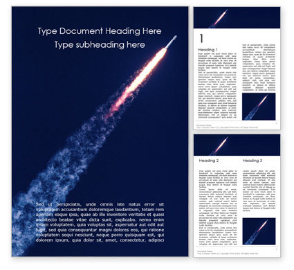Space Rocket with Flames Word Template 15803 | PoweredTemplate.com