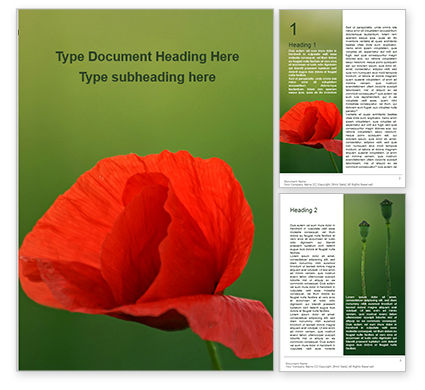 Amazing Red Poppy Word Template 15825 | PoweredTemplate.com