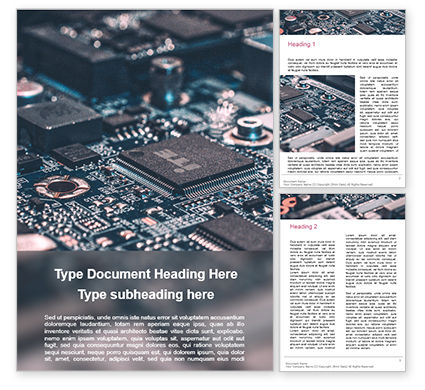 Microchips on Electronic Circuit Board Word Template 15838 ...
