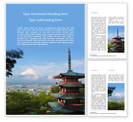 View of Mount Fuji with Chureito Pagoda Word Template 15867 ...