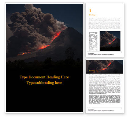 Volcano Eruption during Nighttime Word Template 15875 | PoweredTemplate.com