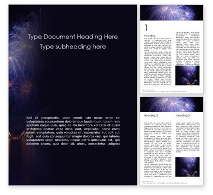 Fireworks Over Water in The Night Word Template 16196 | PoweredTemplate.com