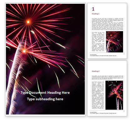 Colorful Fireworks Over the Night Sky Word Template 16288 ...