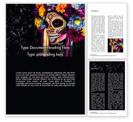 La Calavera Catrina Portrait Word Template 16310 | PoweredTemplate.com