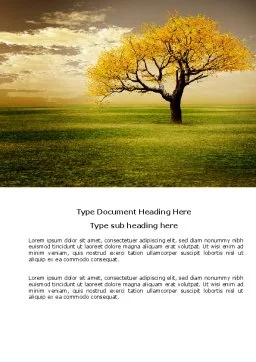 Yellow Tree In The Sunset In The Autumn Word Template 03692 ...