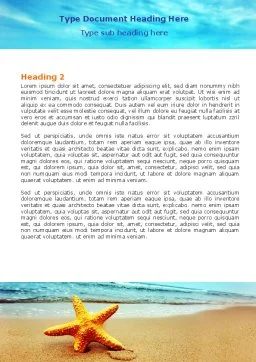 Starfish On The Beach Word Template 06668 | PoweredTemplate.com