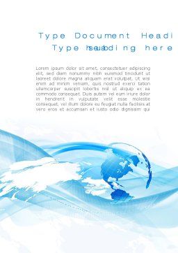 Blue Waves Globe Word Template 10503 | PoweredTemplate.com