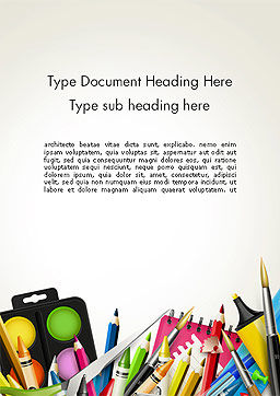 School Background with School Supplies Word Template 14213 ...